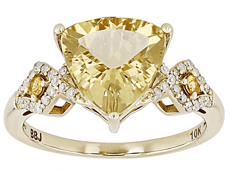 Yellow Beryl with Yellow Sapphire and White Diamond 10k Yellow Ring 2 ...