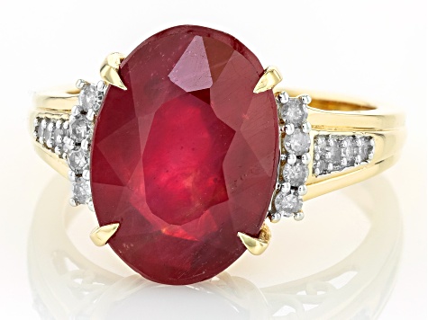 Mahaleo® Ruby With White Diamond 10k Yellow Gold Ring 8.19ctw - CLG930 ...