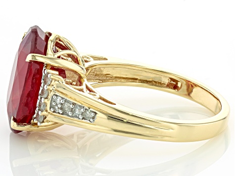 Mahaleo® Ruby With White Diamond 10k Yellow Gold Ring 8.19ctw - CLG930 ...