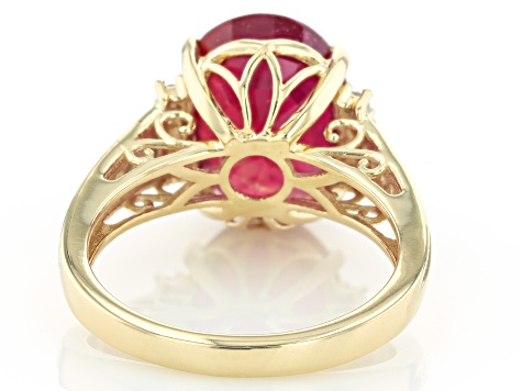 Mahaleo® Ruby With White Diamond 10k Yellow Gold Ring 8.19ctw - CLG930 ...