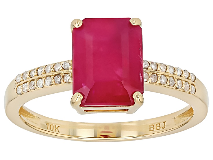 John Saul Ruby With White Diamond 10k Yellow Gold Ring 2.86ctw - CLG947 ...