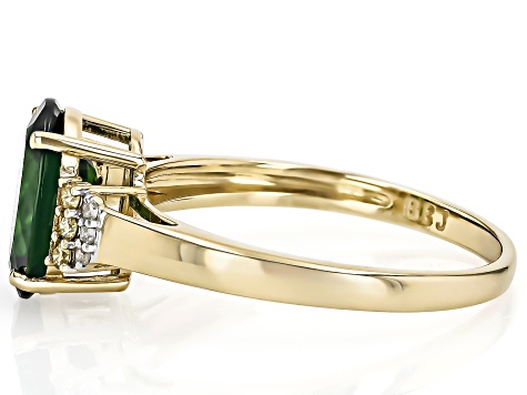 Green Chrome Diopside With Yellow Diamond 10k Yellow Gold Ring 2.44ctw ...
