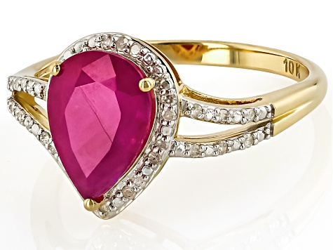 John Saul Ruby With White Diamond 10k Yellow Gold Ring 2.19ctw - CLG952 ...