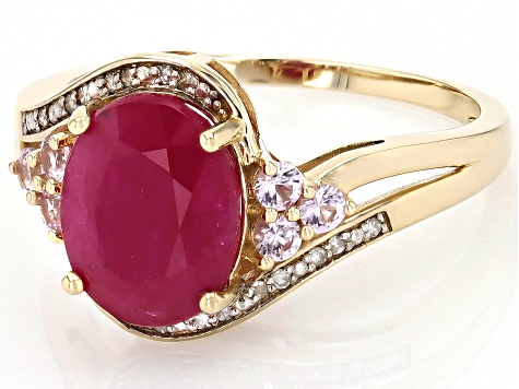 John Saul Ruby With Pink Sapphire With White Diamond 10k Yellow Gold ...