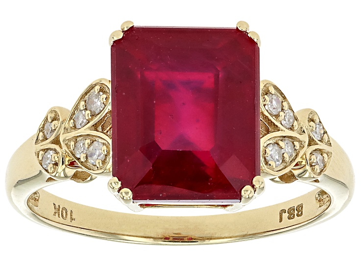 Mahaleo Ruby With White Diamond 10k Yellow Gold Ring 4.34ctw - CLG998 | JTV