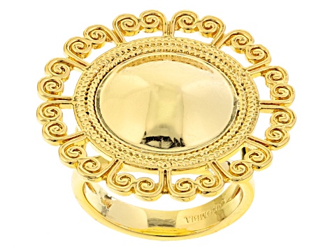 18k Yellow Gold Over Bronze Shield Ring - CMB049 | JTV