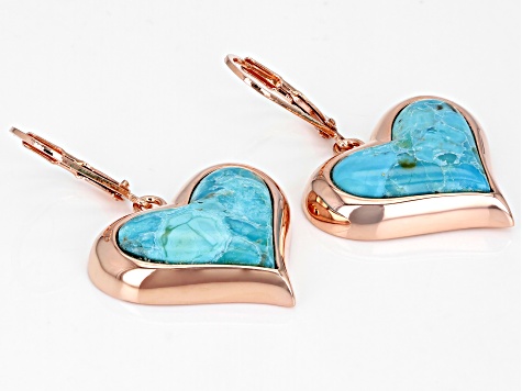 Heart Shape Turquoise Copper Earrings 19x16mm - COP1247 | JTV