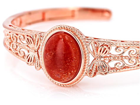 16x12mm Oval Sunstone Copper Cuff Bracelet - COP1374 | JTV