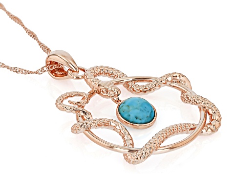 Turquoise Copper Snake Pendant With 18" Singapore Chain, 10mm - COP1466 ...