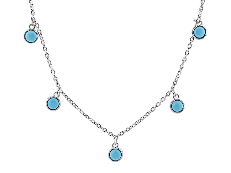 Blue Sleeping Beauty Turquoise Rhodium Over Sterling Silver Necklace ...