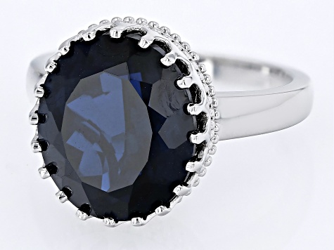 Blue Lab Created Spinel Rhodium Over Sterling Silver Ring 10.25ct ...
