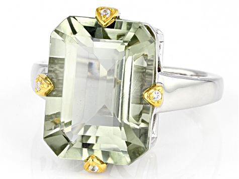 Green Prasiolite Rhodium Over Sterling Silver Ring 10.42ctw - CTB1031 | JTV