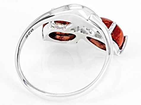 Red Coral Rhodium Over Sterling Silver Cherry Ring - CTB1067 | JTV