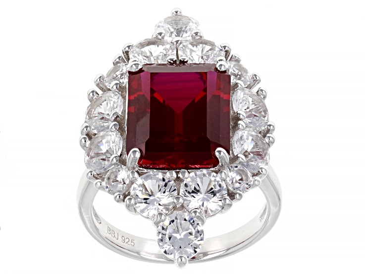 Red Lab Created Ruby Rhodium Over Silver Ring 10.56ctw - CTB1101 | JTV