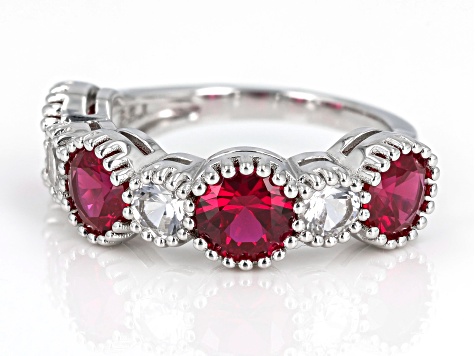 Lab Created Ruby Rhodium Over Sterling Silver Ring 4.19ctw - CTB1239 | JTV
