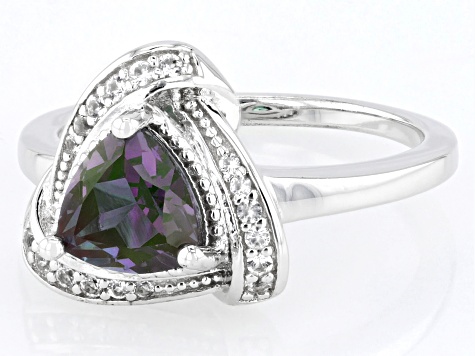 Blue Lab Created Alexandrite Rhodium Over Sterling Silver Ring 1.36ctw ...