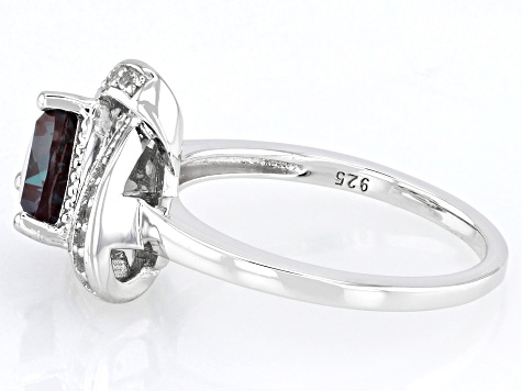 Blue Lab Created Alexandrite Rhodium Over Sterling Silver Ring 1.36ctw ...