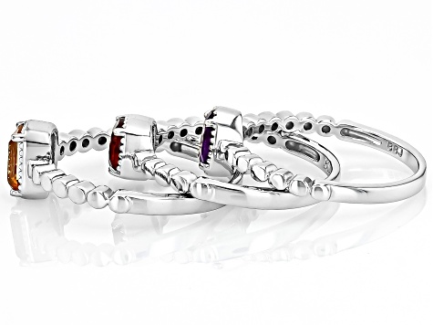 Purple African Amethyst Rhodium Over Silver Stackable Ring 1.46ctw ...