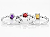 Purple African Amethyst Rhodium Over Silver Stackable Ring 1.46ctw ...
