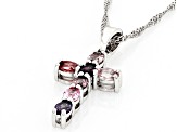 Multicolor Spinel Rhodium Over Sterling Silver Cross Pendant With Chain ...