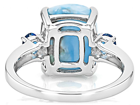 Blue Larimar Rhodium Over Sterling Silver Ring 0.36ctw - CTB1519 | JTV