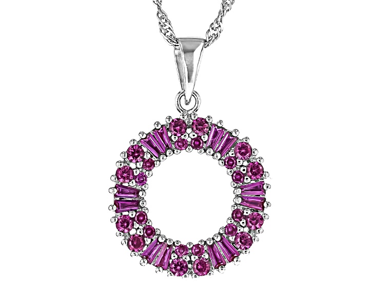 Lab Created Ruby Rhodium Over Sterling Silver Pendant With Chain1.25ctw ...