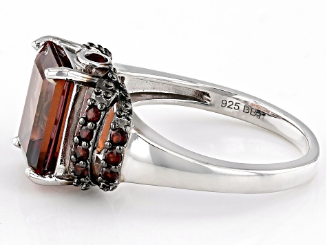 Red Labradorite With Garnet Rhodium Over Sterling Silver Ring 2.85ctw ...