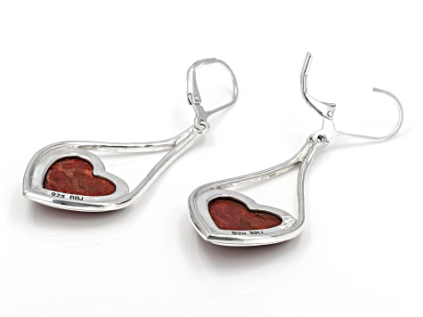 Red Coral Sterling Silver Dangle Earrings CTB1682 JTV