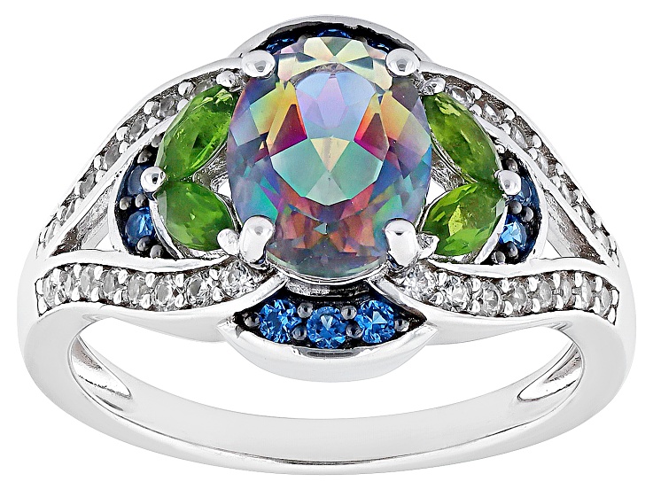 Mystic Fire® Green Topaz Rhodium Over Silver Ring 2.90ctw - CTB170 | JTV