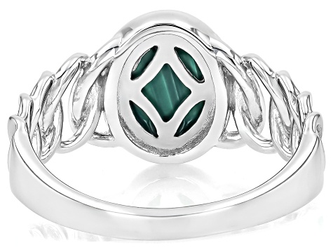 Green Malachite Rhodium Over Sterling Silver Solitaire Ring - CTB1978 | JTV