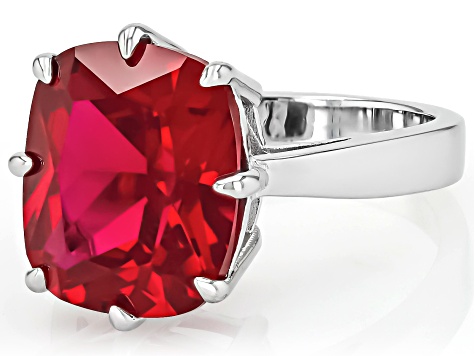 Red Lab Created Ruby Rhodium Over Sterling Silver Solitaire Ring 8.71ct ...