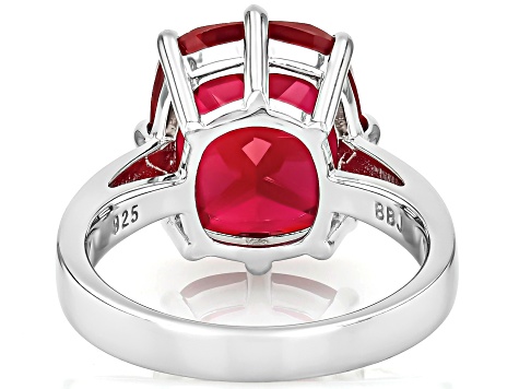 Red Lab Created Ruby Rhodium Over Sterling Silver Solitaire Ring 8.71ct ...