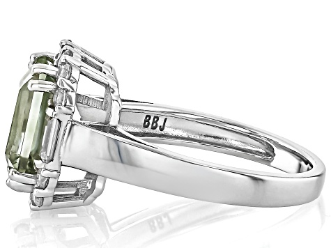 Green Prasiolite Rhodium Over Sterling Silver Ring 3.39ctw - CTB2056 | JTV