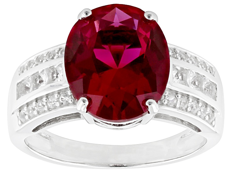 Red Lab Created Ruby Rhodium Over Sterling Silver Ring 4.45ctw ...