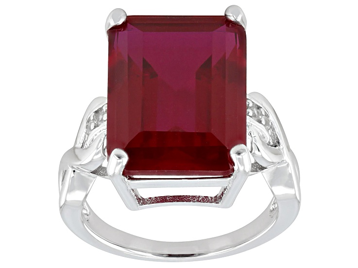 Red Lab Created Ruby Rhodium Over Silver Ring 15.07ctw - CTB2152 | JTV