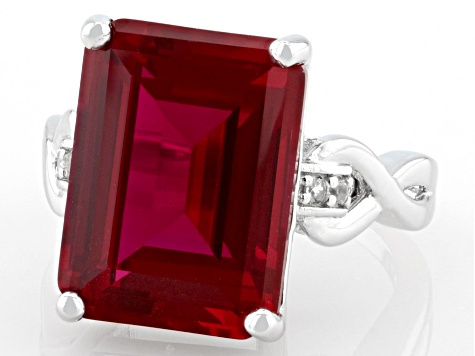 Red Lab Created Ruby Rhodium Over Silver Ring 15.07ctw - CTB2152 | JTV