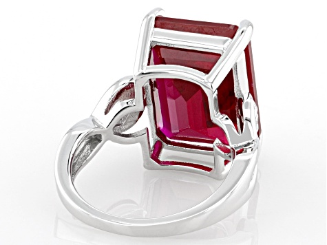 Red Lab Created Ruby Rhodium Over Silver Ring 15.07ctw - CTB2152 | JTV
