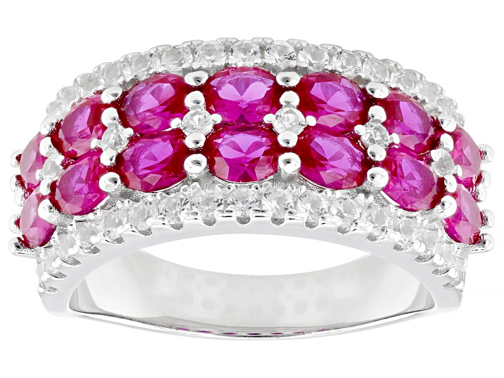 Lab Created Ruby Rhodium Over Sterling Silver Ring 2.60ctw - CTB2167 | JTV
