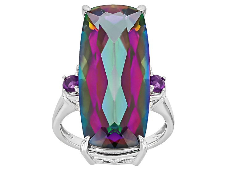 Multi-Color Quartz Rhodium Over Sterling Silver Ring 16.85ctw - CTB2341 ...