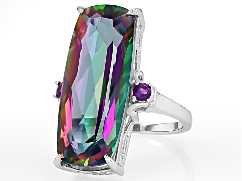 Multi-Color Quartz Rhodium Over Sterling Silver Ring 16.85ctw - CTB2341 ...