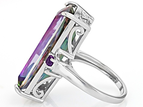 Multi-Color Quartz Rhodium Over Sterling Silver Ring 16.85ctw - CTB2341 ...