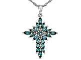 Lab Created Alexandrite Rhodium Over Sterling Silver Cross Pendant With ...