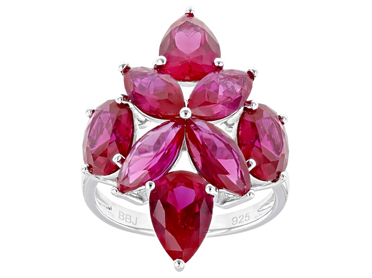 Red Lab Created Ruby Rhodium Over Sterling Silver Ring 9.20ctw ...