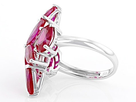 Red Lab Created Ruby Rhodium Over Sterling Silver Ring 9.20ctw ...