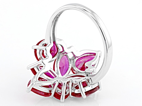 Red Lab Created Ruby Rhodium Over Sterling Silver Ring 9.20ctw ...
