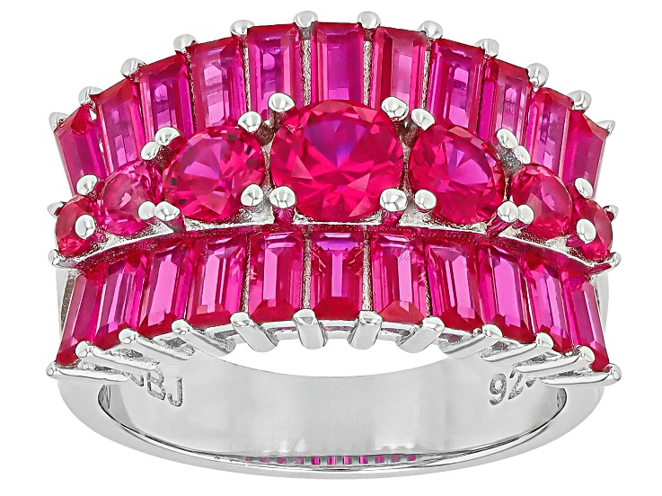 Red Lab Created Ruby Rhodium Over Sterling Silver Ring 2.84ctw ...