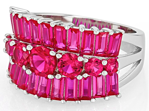 Red Lab Created Ruby Rhodium Over Sterling Silver Ring 2.84ctw ...