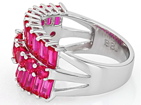 Red Lab Created Ruby Rhodium Over Sterling Silver Ring 2.84ctw ...