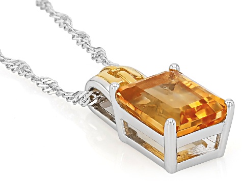 Yellow Citrine Rhodium And 18k Yellow Gold Over Sterling Silver Two-Tone Pendant With Chain 2 ...