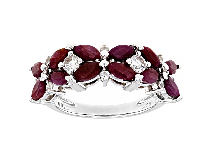 Red Indian Ruby Rhodium Over Sterling Silver Ring 2.40ctw - CTB257A | JTV